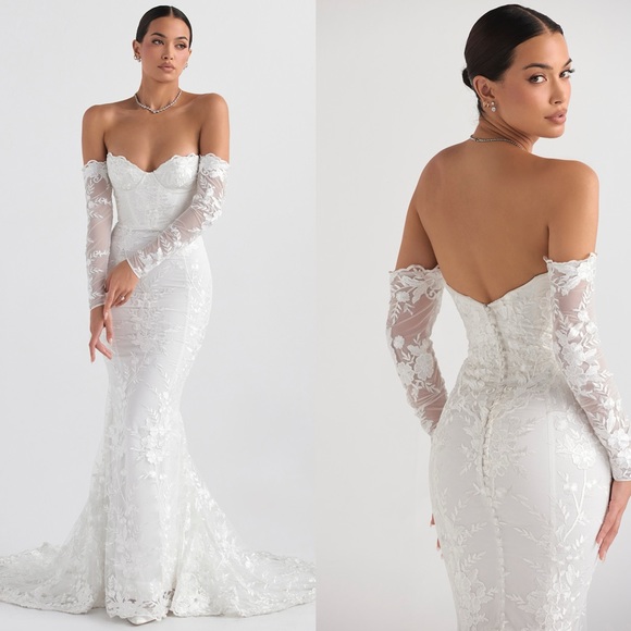 House of CB | Dresses | House Of Cb Isabelle White Lace Long Sleeve ...